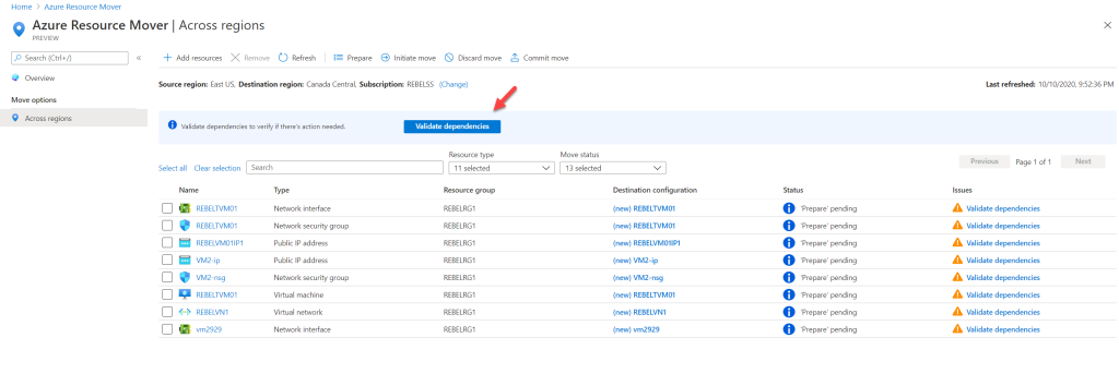 Step By Step Guide Move Azure Resources From One Azure Region To Another By Using Azure